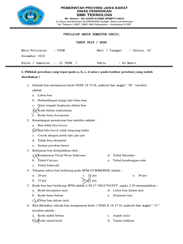 Soal Uas PSSM Kelas Xi | PDF | Metode & Bahan Ajar | Griya & Taman