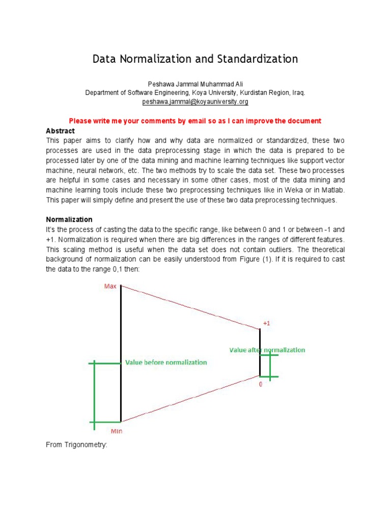 Data Normalization and Standardization | PDF | Machine Learning ...
