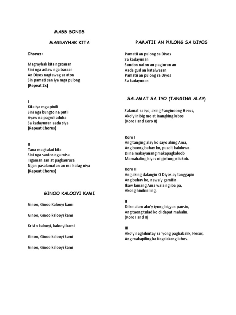 Mass Songs | PDF