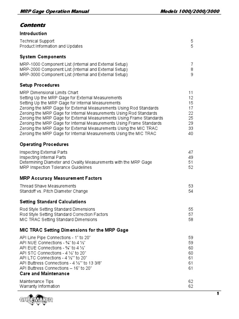MRP1000 - Ops Manual | PDF | Screw | Equipment