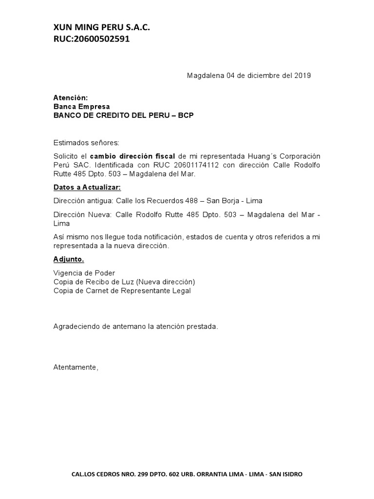 Carta BCP Huang | PDF