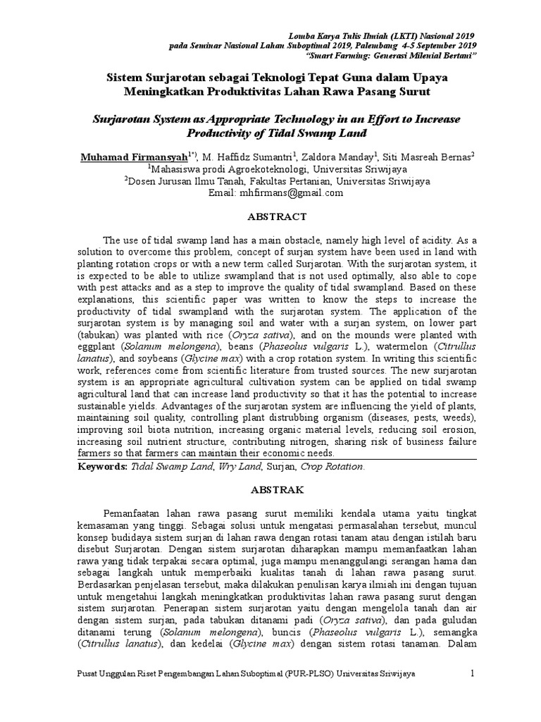 Sistem Surjarotan Sebagai Teknologi Tepat Guna Dalam Upaya Meningkatkan ...