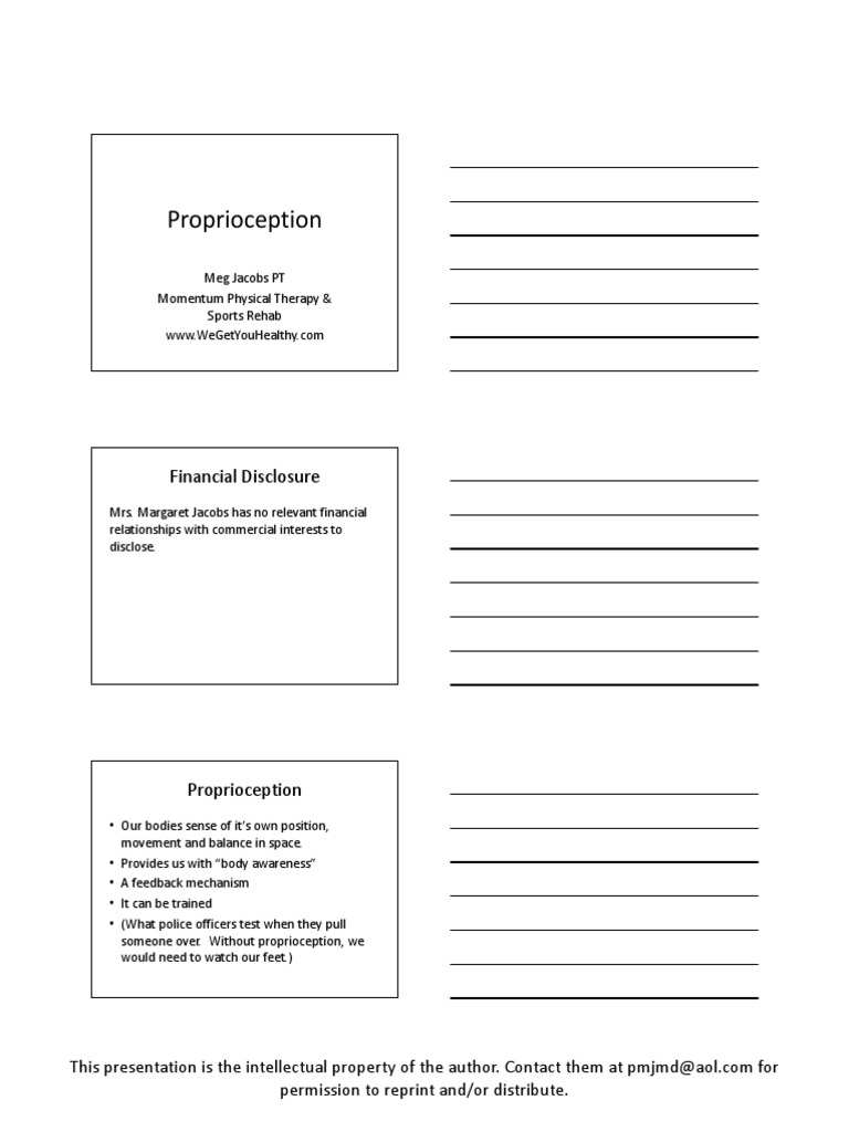 8 Proprioception MJacobs PDF | PDF | Nervous System | Neuroscience