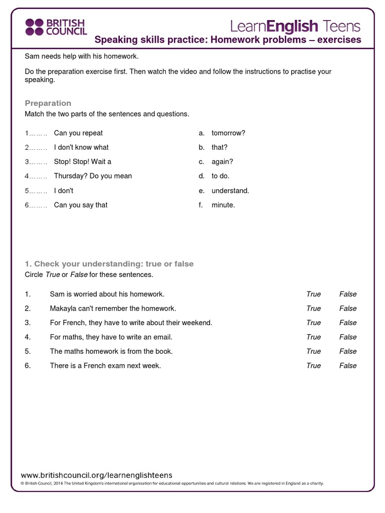 Speaking Skills Homework Help | PDF | Education Theory | Educational ...