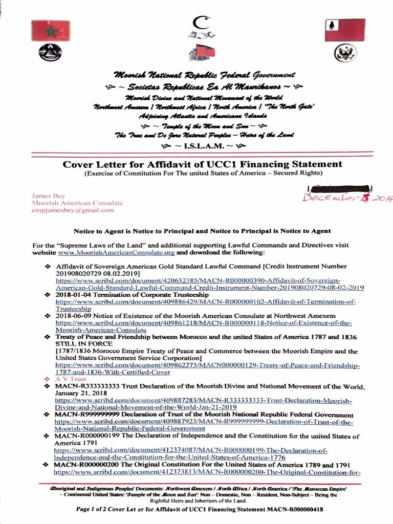 UCC1 Financing Statement Affidavit | PDF | Security Interest | Uniform Commercial Code