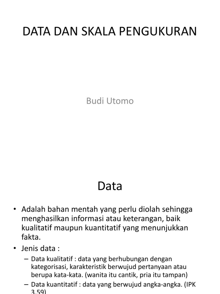 Jenis Data dan Skala Pengukurannya | PDF