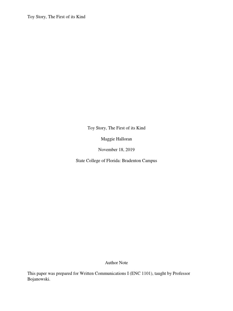 Film Genre Essay Toy Story | PDF