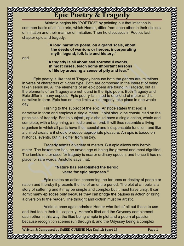 Epic & Tragedy-1 | PDF | Epic Poetry | Tragedy