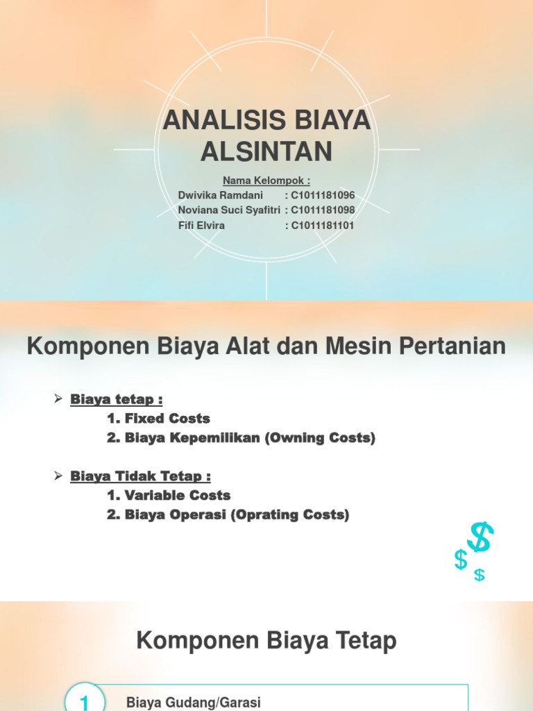 Analisis Biaya Alsintan, Mekanisasi Pertanian Kelompok 12 | PDF Analisis Biaya Alsintan, Mekanisasi Pertanian Kelompok 12 | PDF