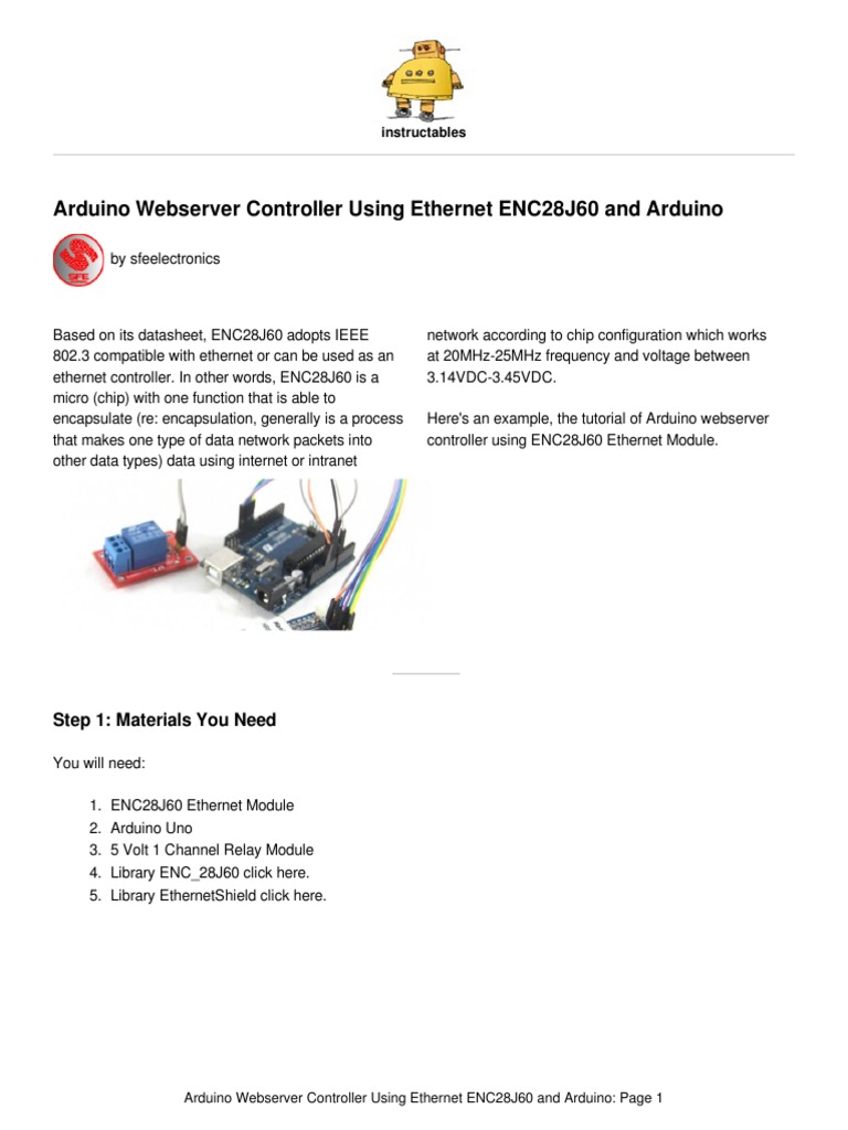 Arduino Webserver Controller Using Ethernet Enc28j Pdf Web Server Internet And Web 4302