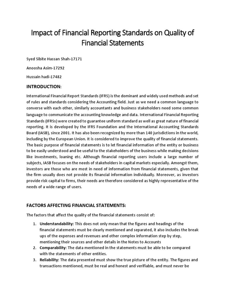 Impact of Financial Reporting Standards On Quality of Financial ...