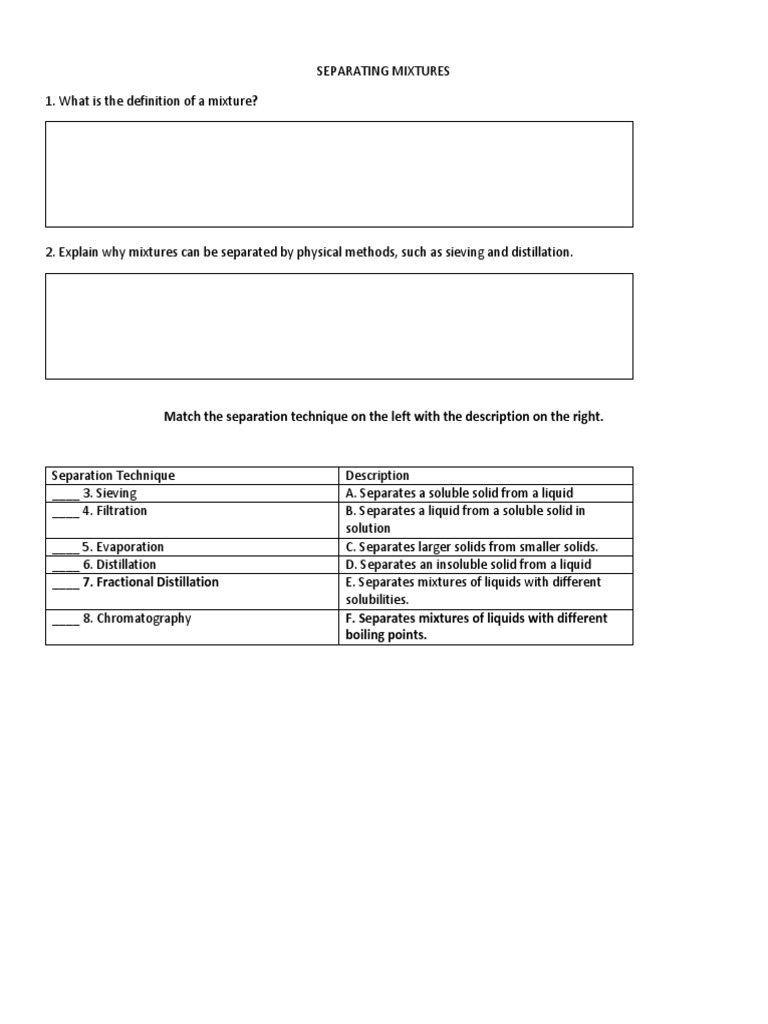 Methods of Separating Mixtures | PDF