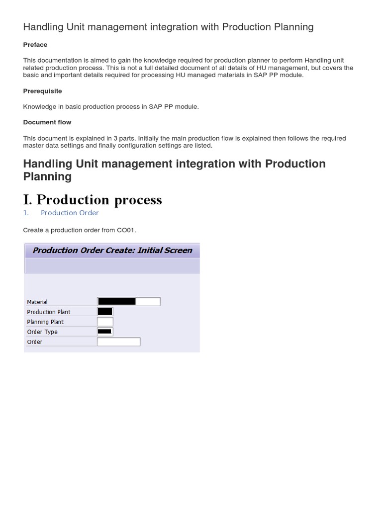 Handling Unit Management Integration With Production Planning | PDF ...