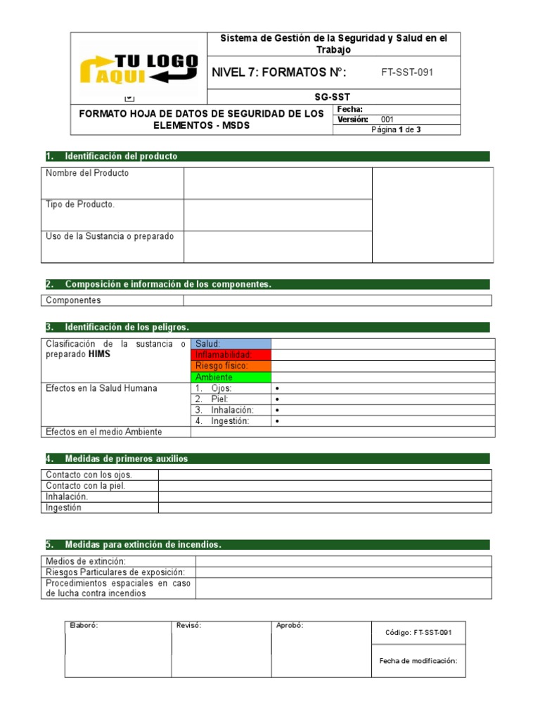 Hojas De Trabajo De Seguridad Industrial HOJA MSDS GASOLINA