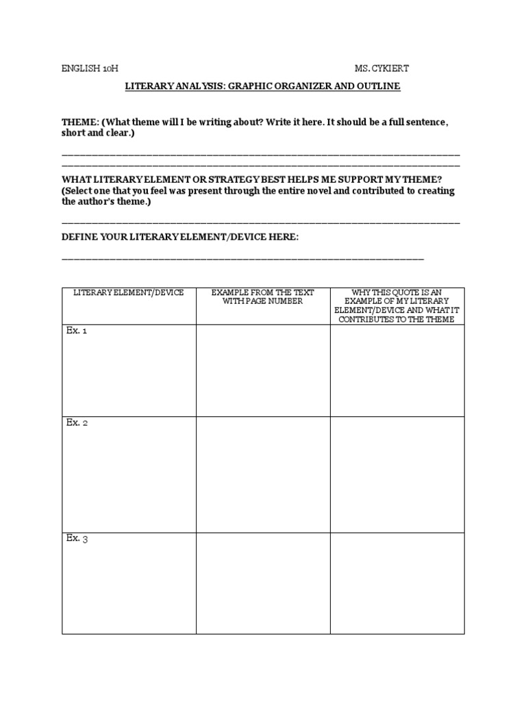 Lit Analysis Chart and Graphic Organizer 2 | PDF | Essays | Paragraph