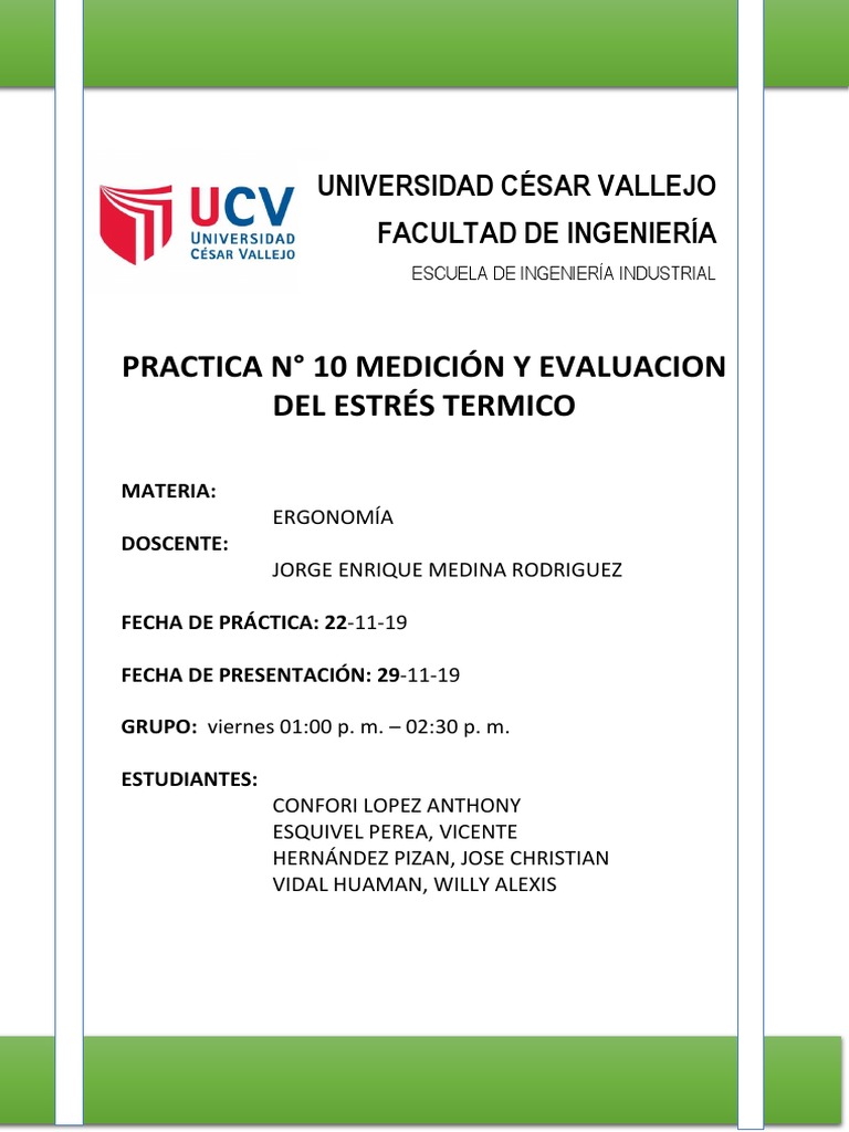 Practica N 10 | PDF | Temperatura | Estrés (biología)