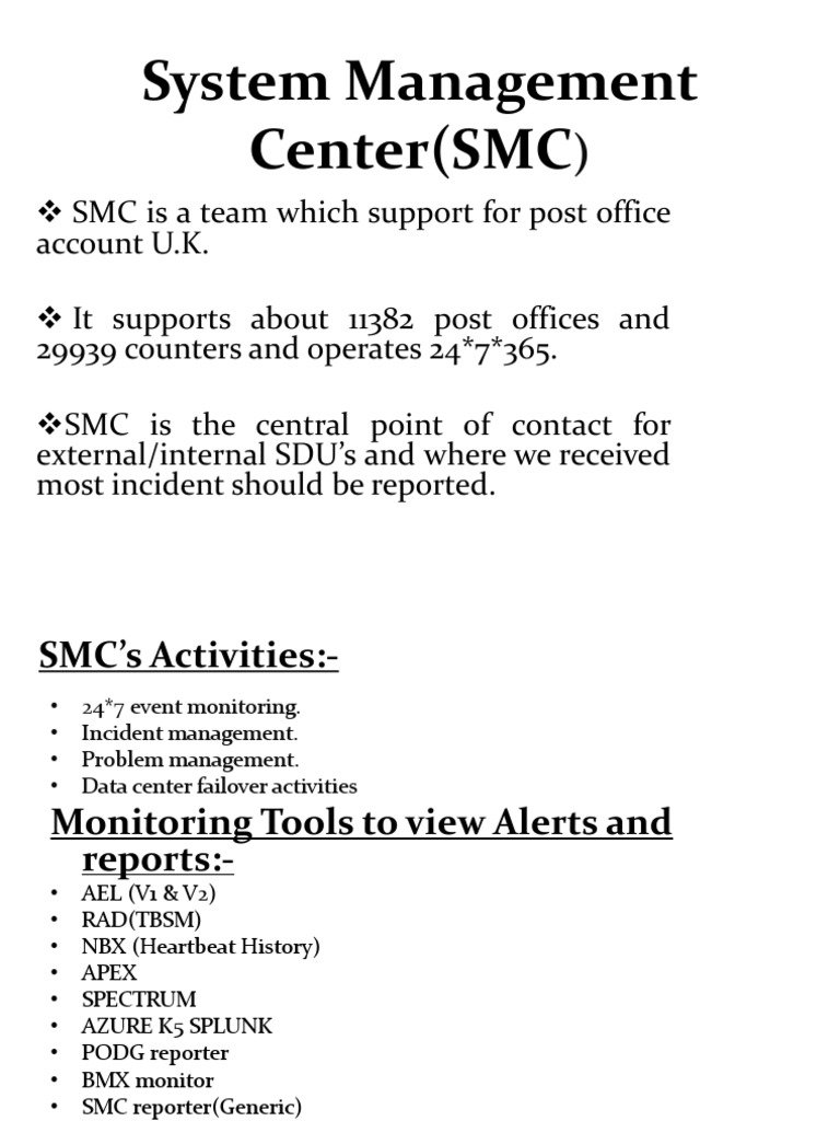 System Management Center (SMC) | PDF