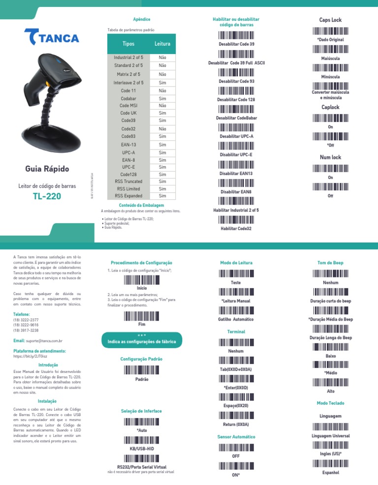Guia Rapido TL-220 | PDF | Código de barras | Tecnologia digital