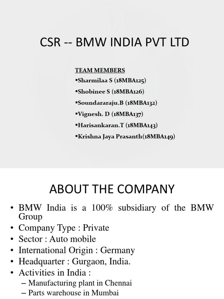 CSR BMW Final | PDF | Corporate Social Responsibility | Board Of Directors