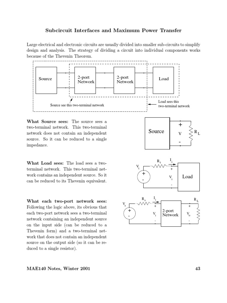 Subcircuit Interfaces & Power Transfer | PDF | Electrical Network ...