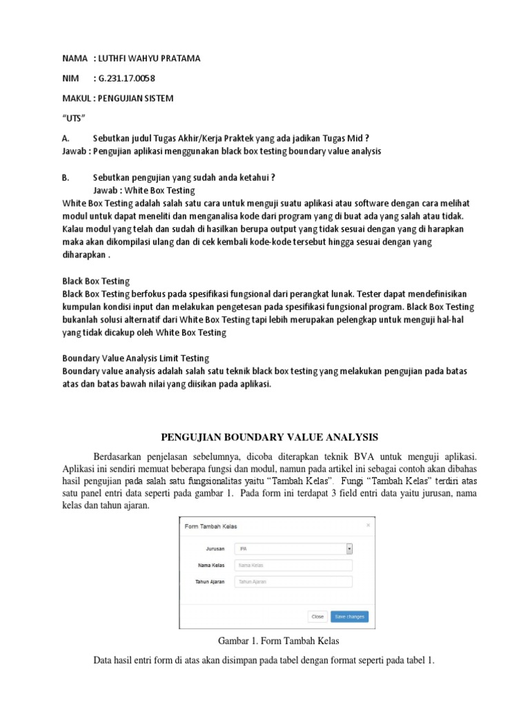 UTS Pengujian Sistem | PDF | Metode & Bahan Ajar