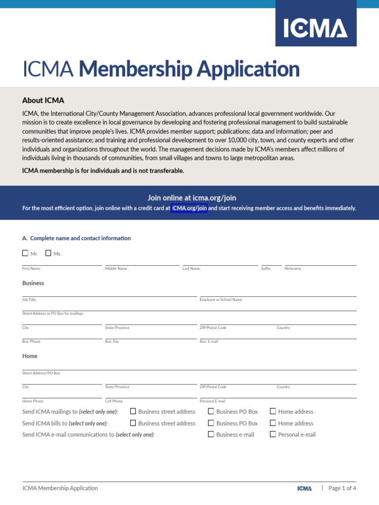 ICMA Membership Application With Code of Ethics | PDF | Conflict Of ...