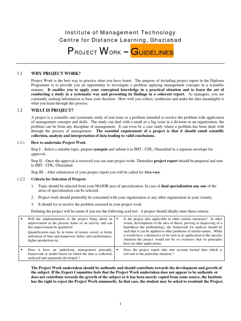 Project Guidelines | PDF