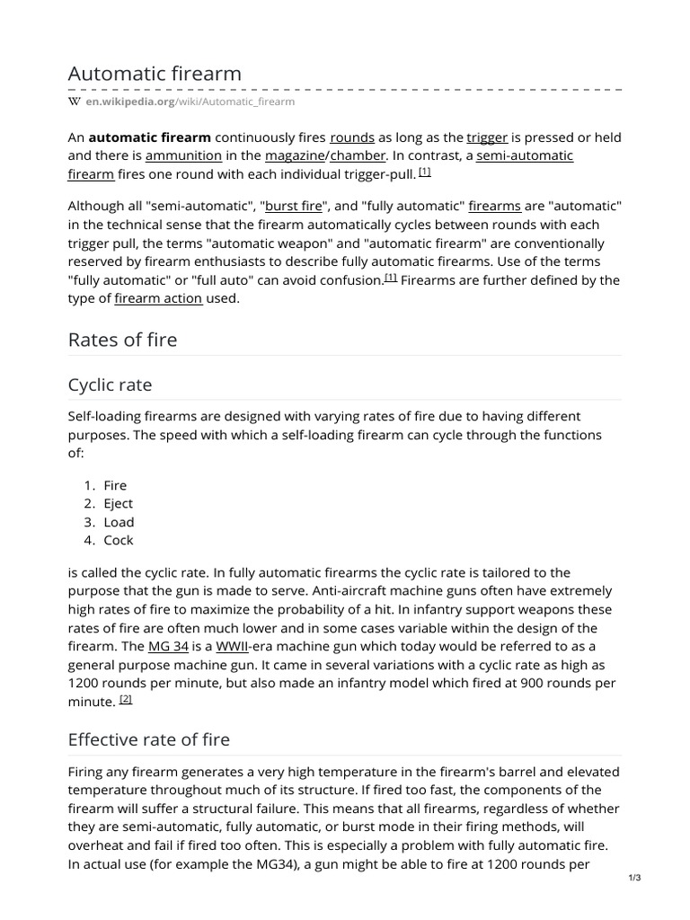 Types of Automatic Firearms Explained | PDF | Firearms | Projectile Weapons