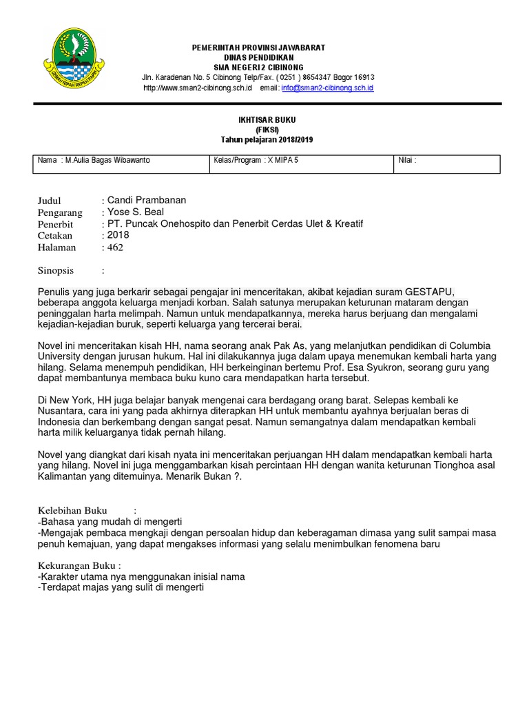 Contoh Ikhtisar Buku | PDF