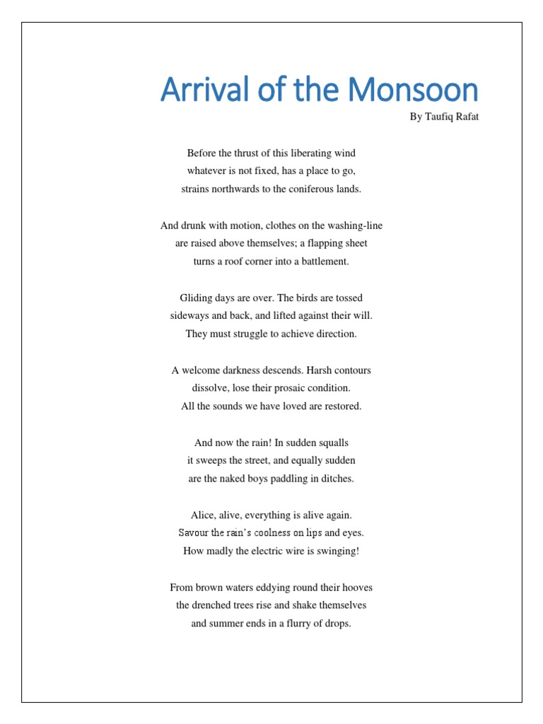 Arrival of The Monsoon by Taufiq Rafat | PDF | Nature