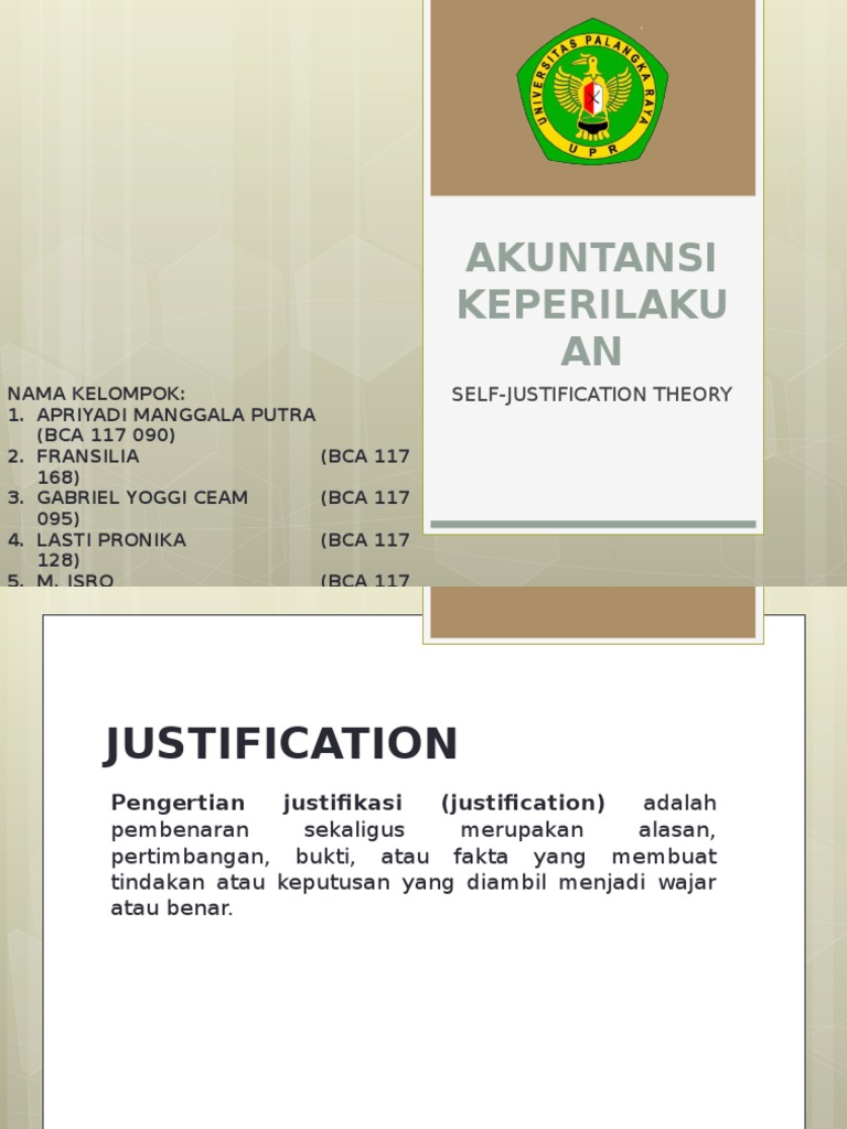 Teori Justifikasi Diri dalam Akuntansi | PDF