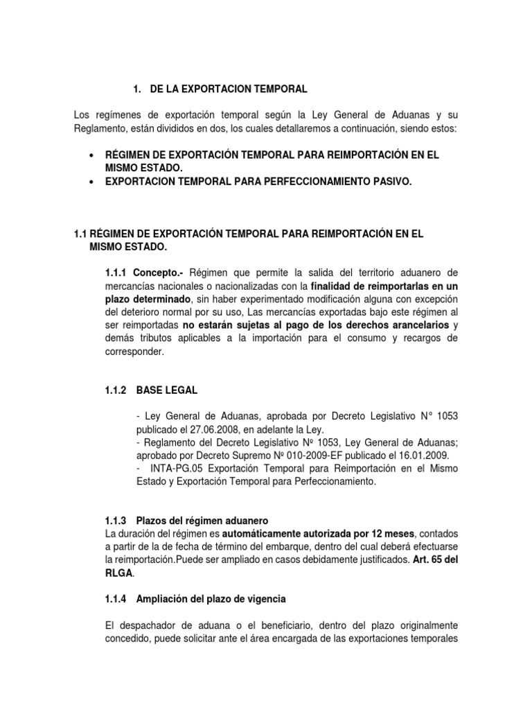 Exportación Temporal Aduanera | PDF | aduana | Gestión de la cadena de ...