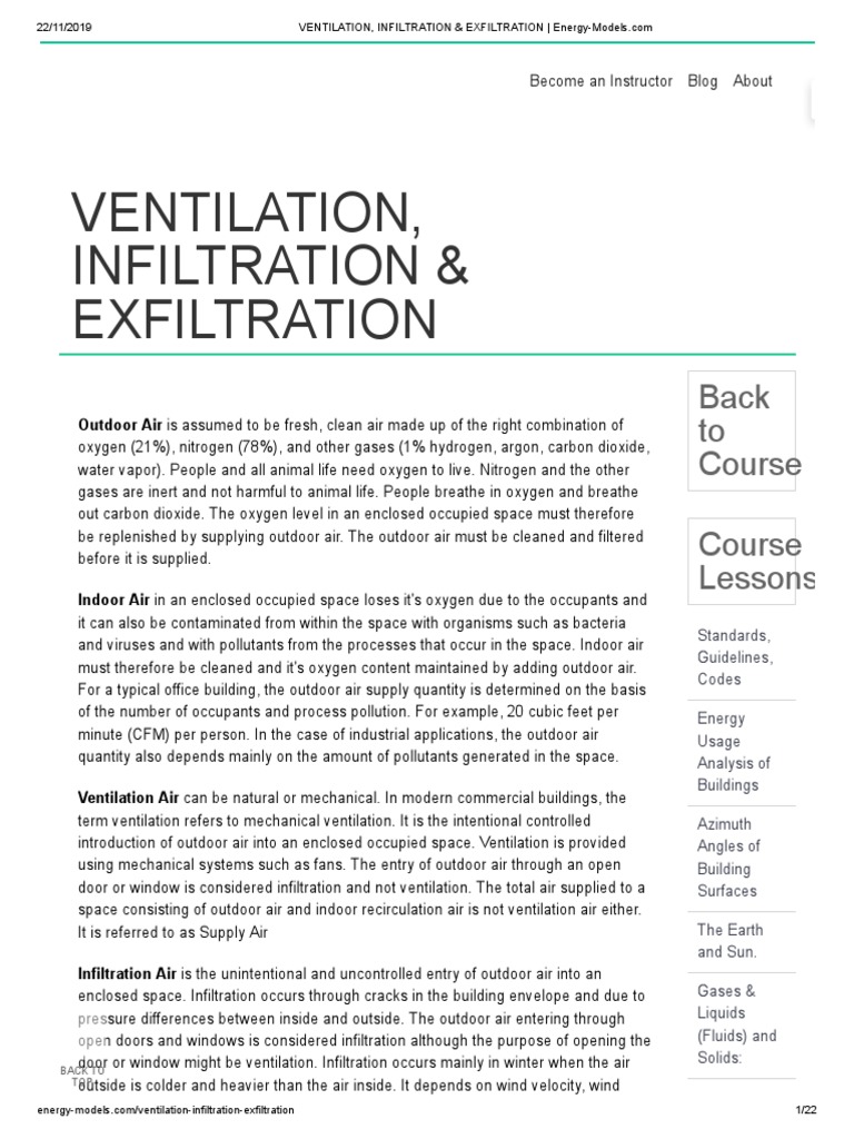 Ventilation, Infiltration & Exfiltration | PDF | Ventilation ...