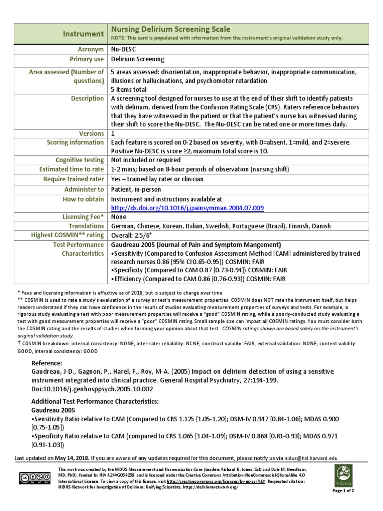 Nu DESC | PDF | Sensitivity And Specificity | Validity (Statistics)