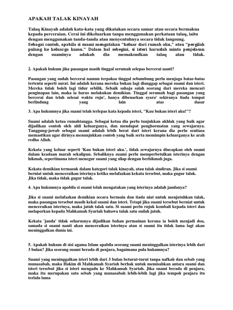 Apakah Talak Kinayah | PDF