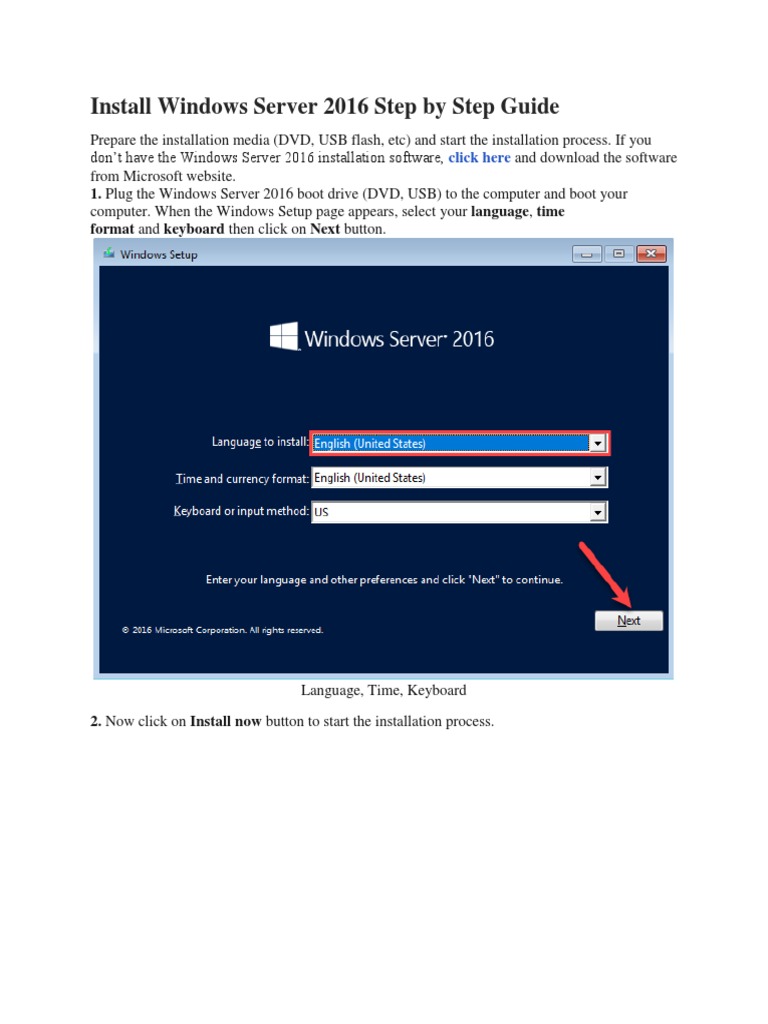 Install Windows Server 2016 Step by Step Guide | PDF | Microsoft Windows | System Software