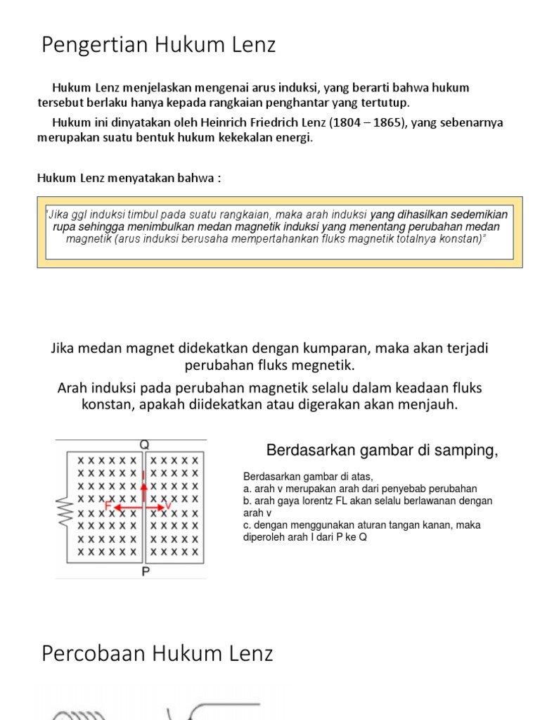 Hukum Lenz dan Induksi Elektromagnetik | PDF