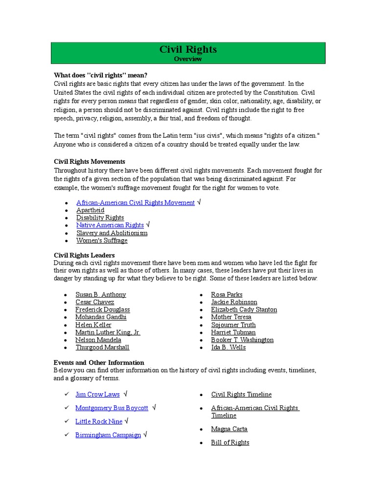 Civil Rights | PDF | Jim Crow Laws | Trail Of Tears