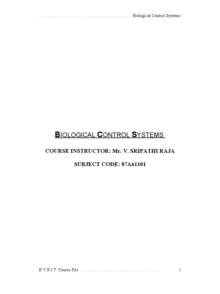 Biological Control Systems Overview | PDF | Control Theory | Cybernetics