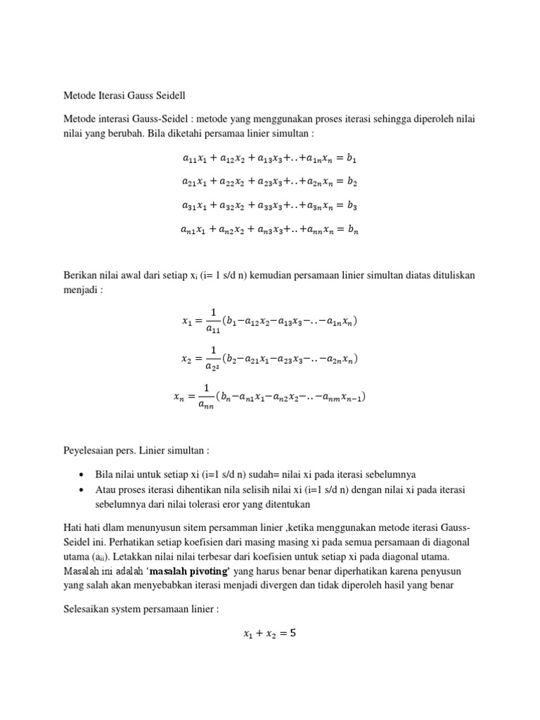 Metode Iterasi Gauss Seidell | PDF