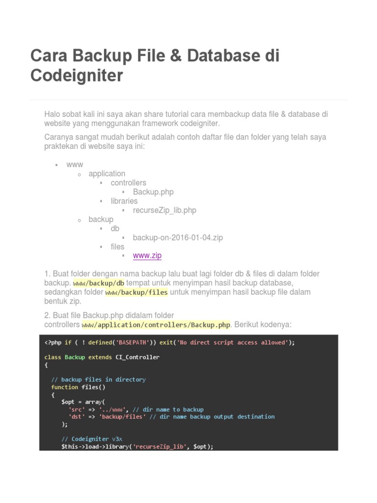 Cara Backup File & Database Di Codeigniter | PDF | Information Retrieval | Information Science