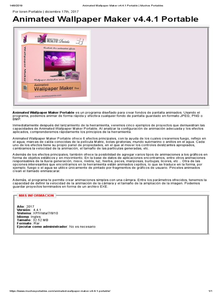 Animated Wallpaper Maker v4.4.1 Portable - Muchos Portables | PDF