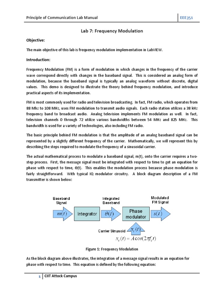 Lab 7 FM POC | PDF | Frequency Modulation | Modulation