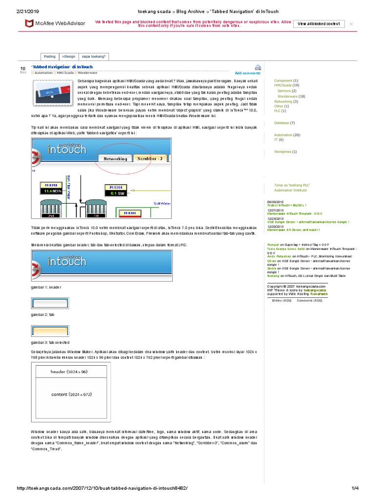 Toekang Scada Blog Archive Tabbed Navigation' Di InTouch | PDF | Komputer