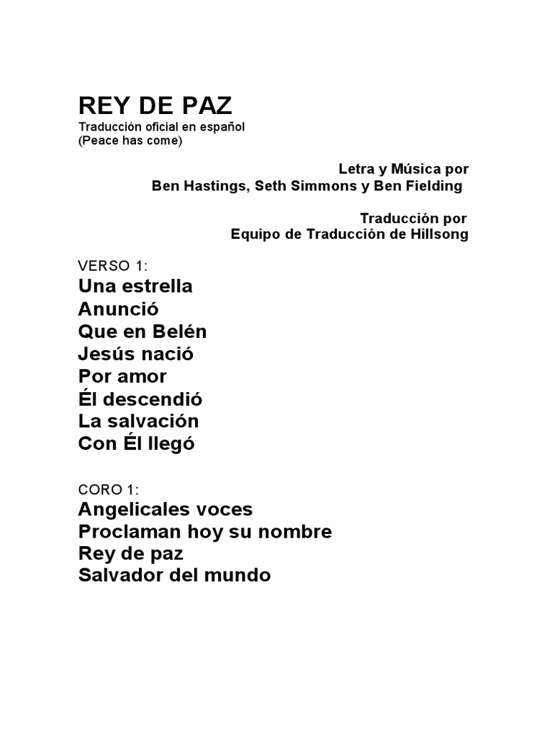 Rey de Paz (Letra) PDF | PDF