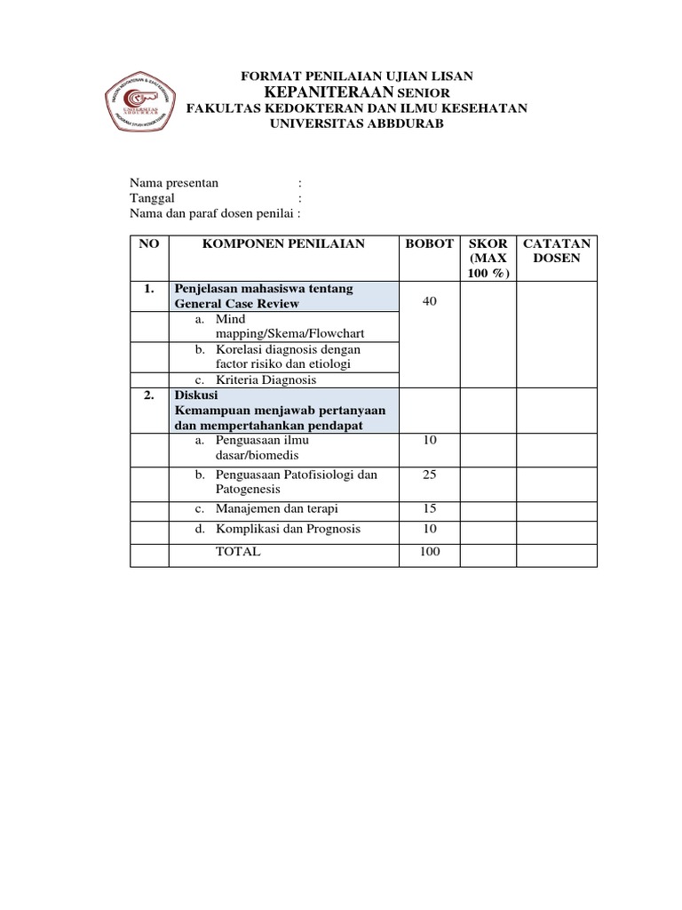 Format Penilaian Ujian Lisan-1 | PDF