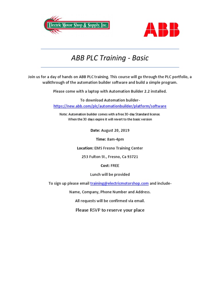 ABB PLC Basic Training Flyer PDF | PDF