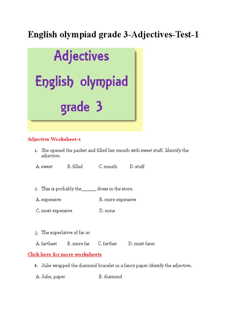 Adjectives Grade 3 | PDF | Adjective | Grammar