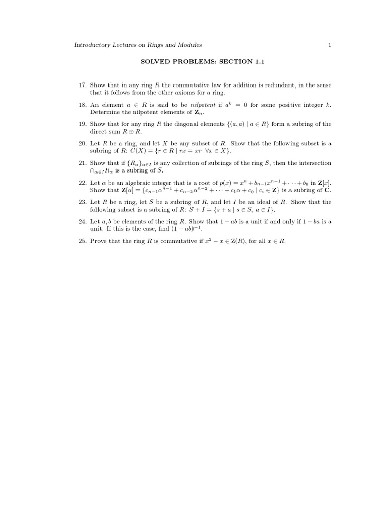 Ring Theory Problems | PDF