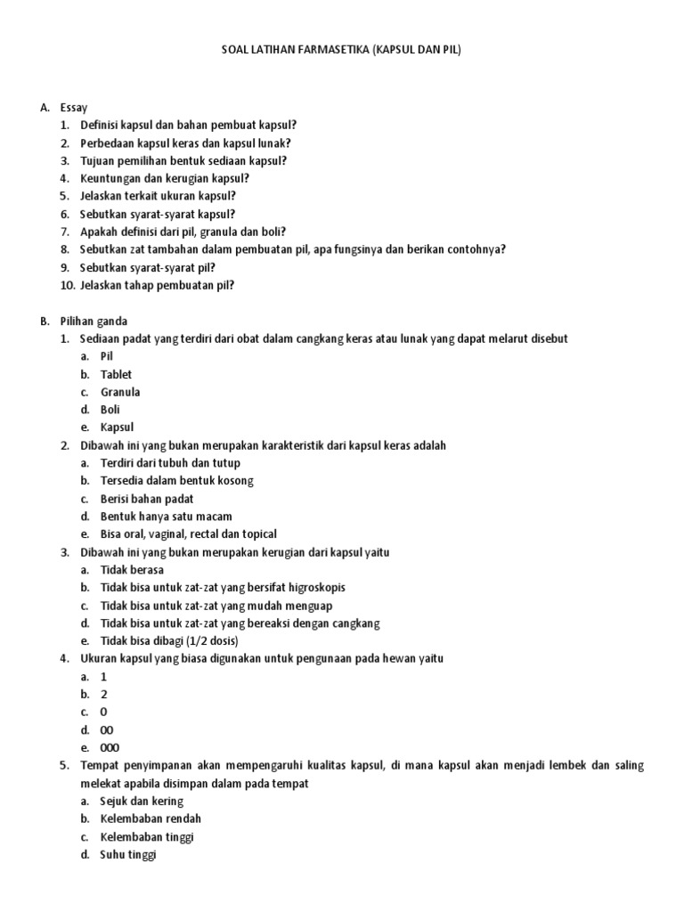 Soal Kapsul Dan Pil | PDF